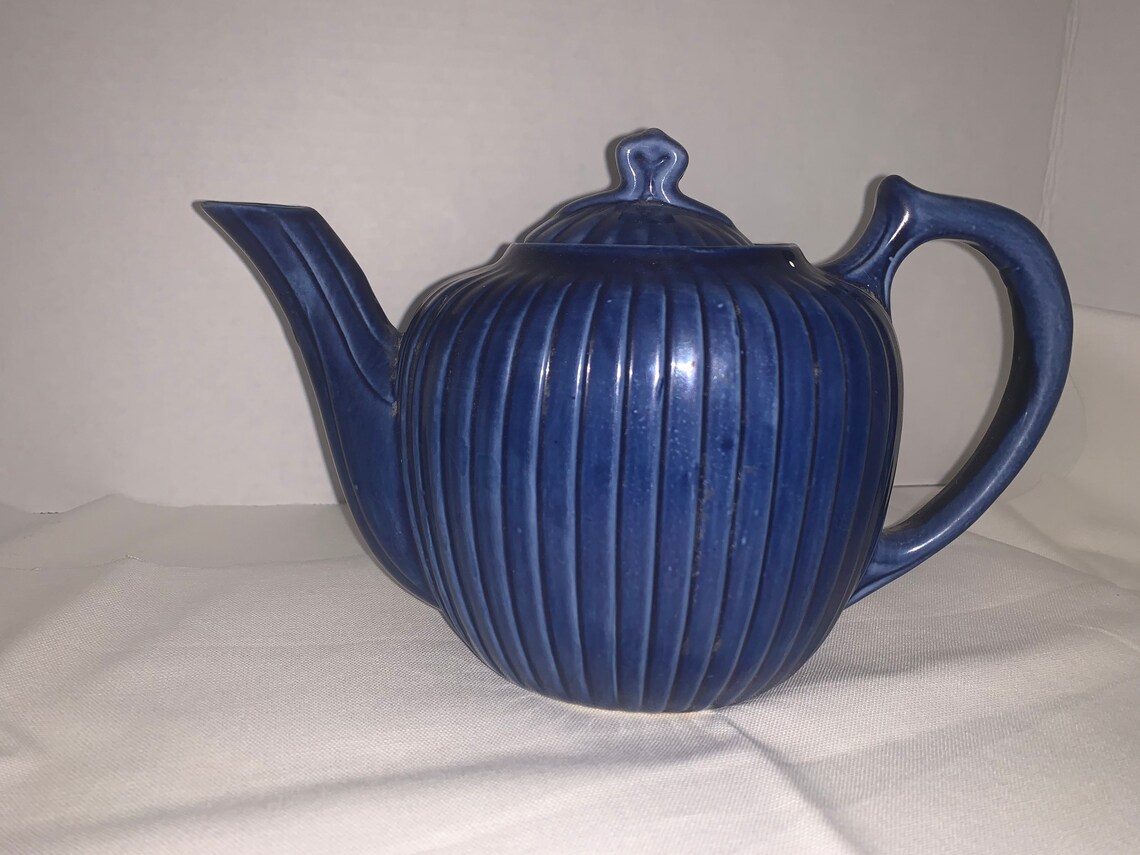 Vintage Blue China teapot by Fraunfelter | Etsy
