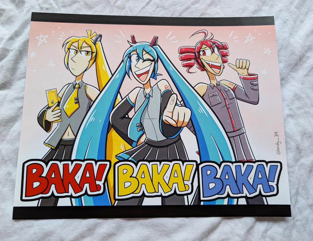 Triple Baka Print | 10" X 8" Art Print | Hatsune Miku, Akita Neru ...
