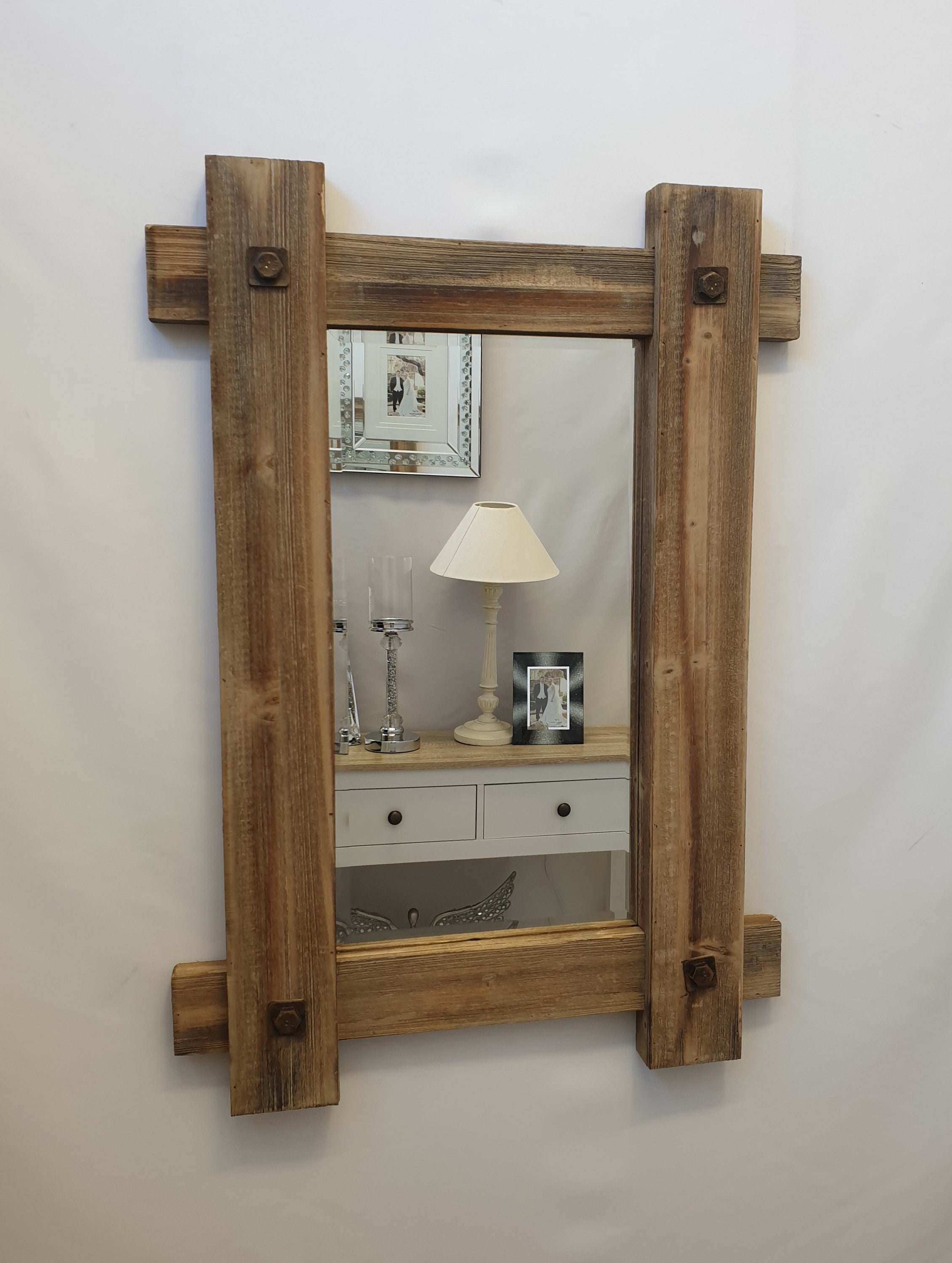 Natural Rustic Distressed Driftwood Wall Mirror Bevelled Glass - Etsy