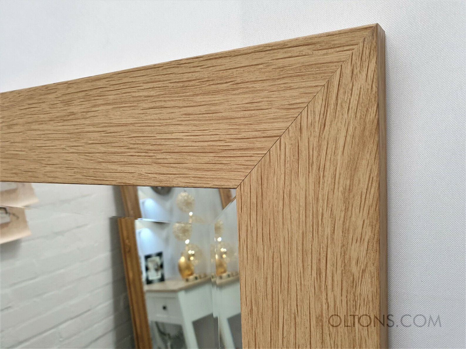 Natural Oak Finish Wood Frame Wall Mirror Rectangular Bevelled | Etsy