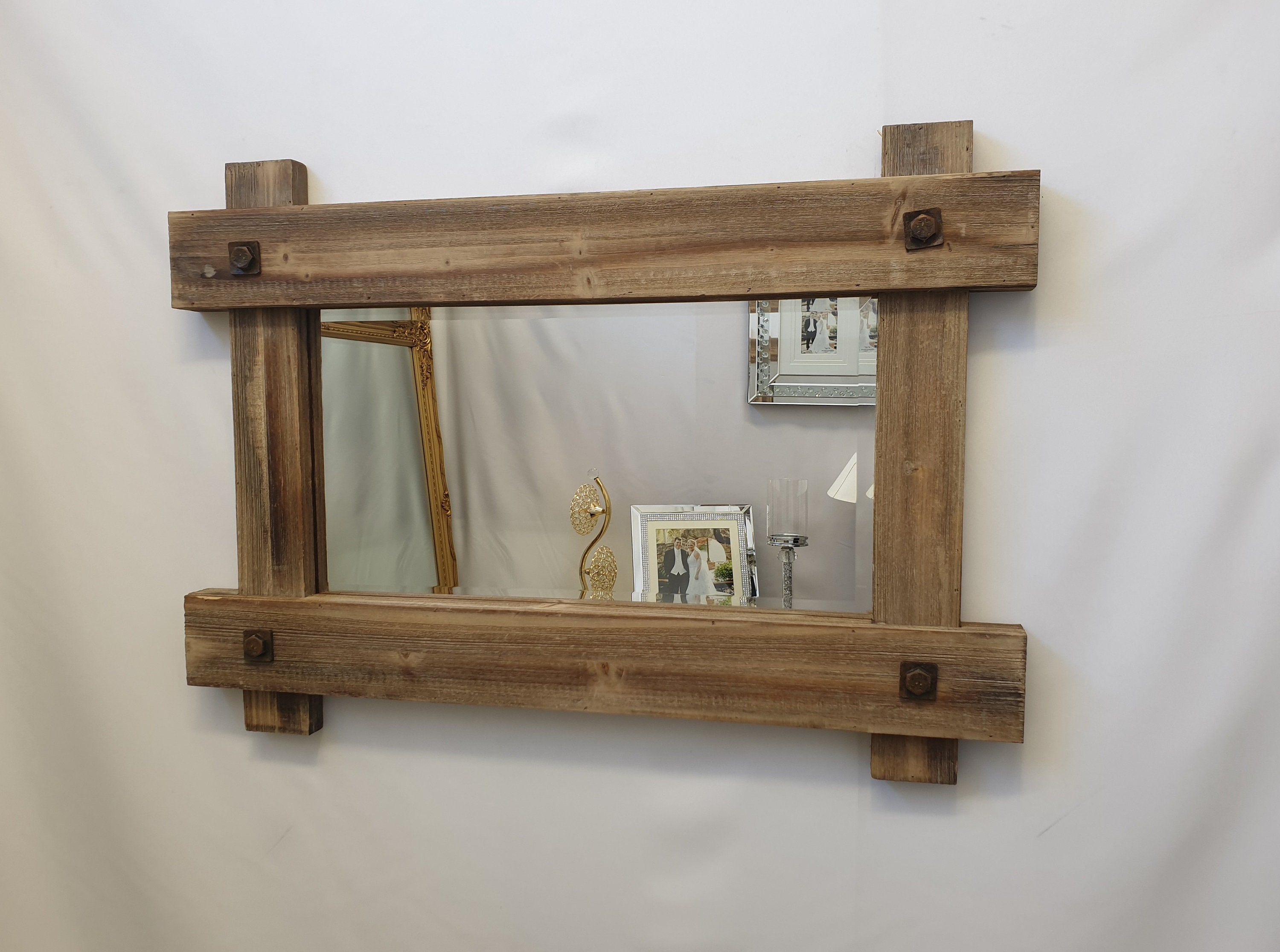 Natural Rustic Distressed Driftwood Wall Mirror Bevelled Glass - Etsy