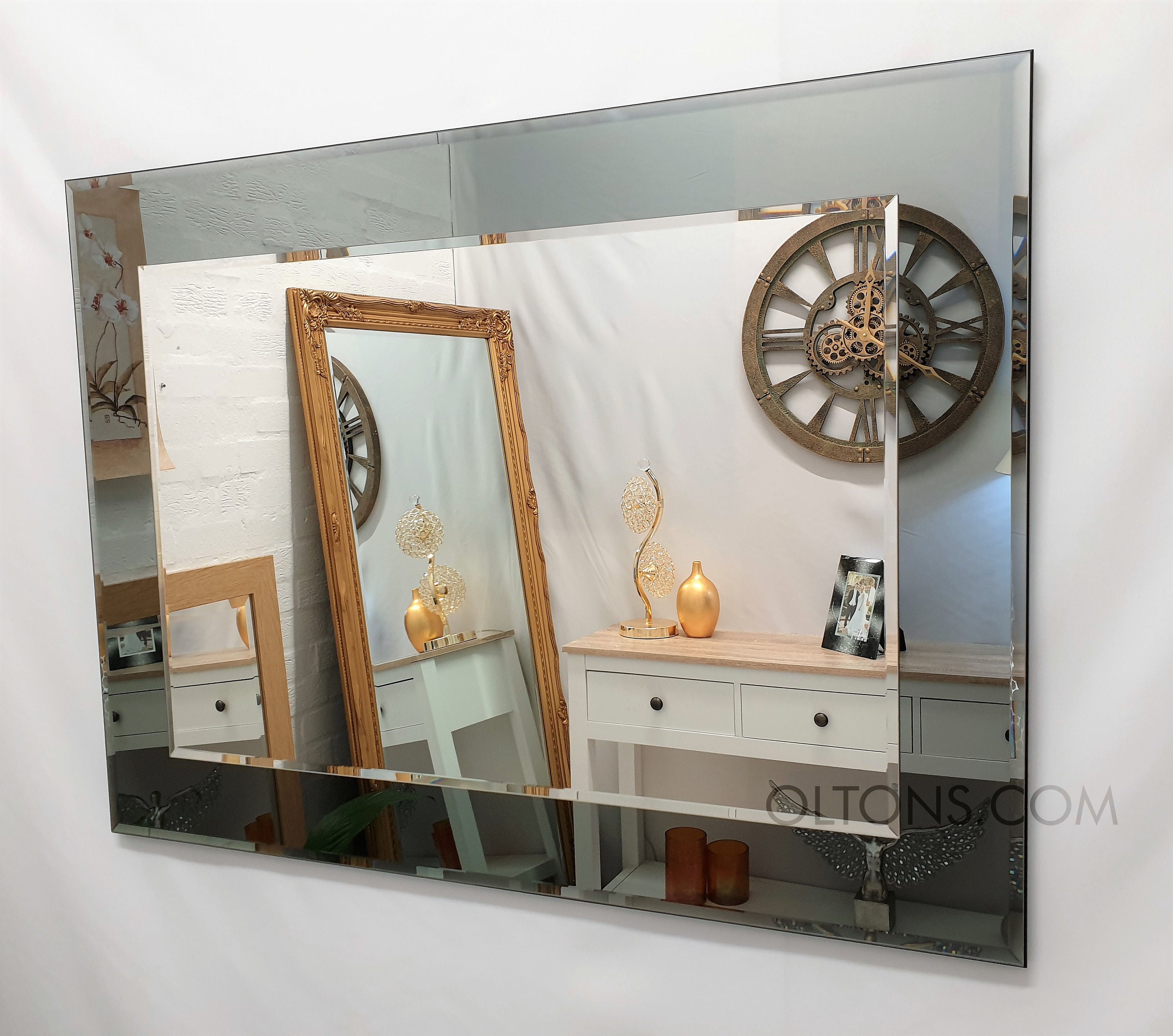 Marietta Modern Wall Mirror Grey / Smoked Glass Frame Silver | Etsy