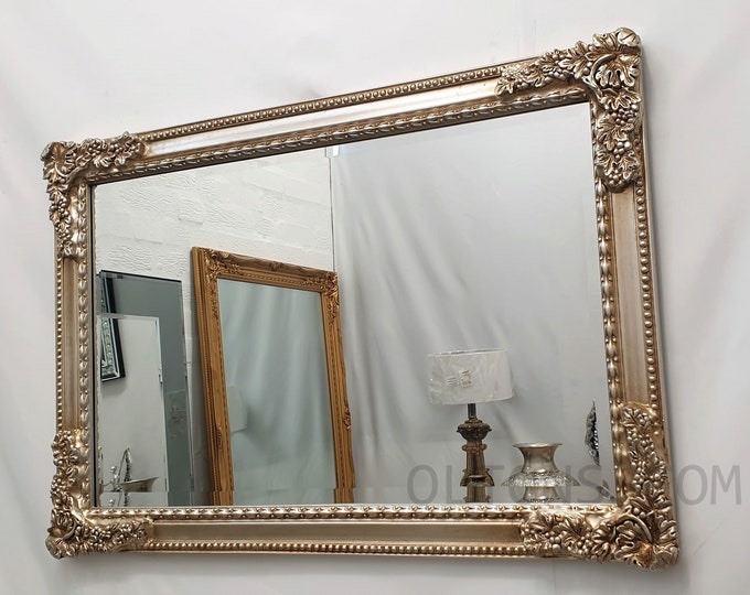 Antique Champagne Silver Ornate Vintage French Wall Mirror 90x60cm ...