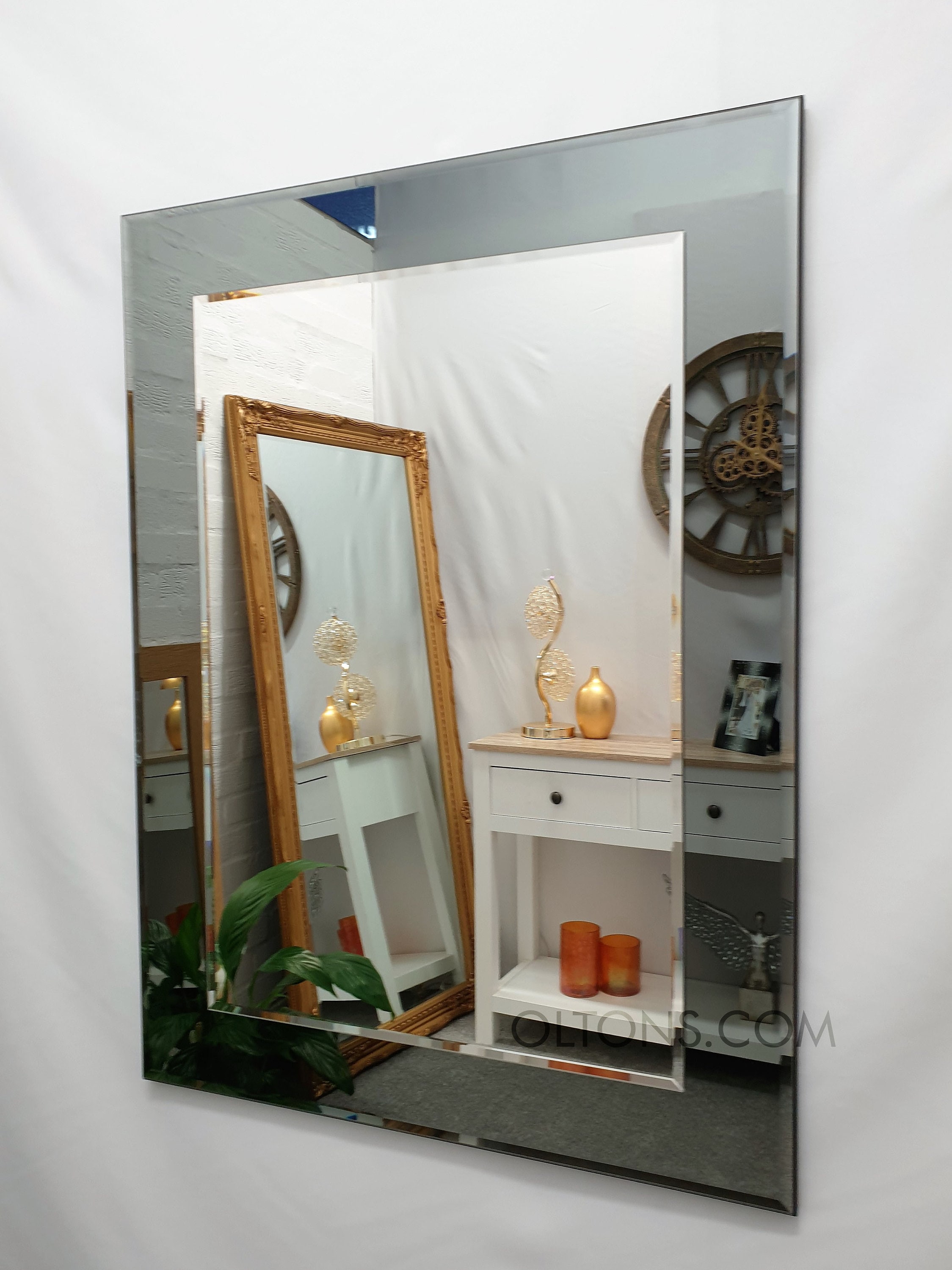 Marietta Modern Wall Mirror Grey / Smoked Glass Frame Silver | Etsy