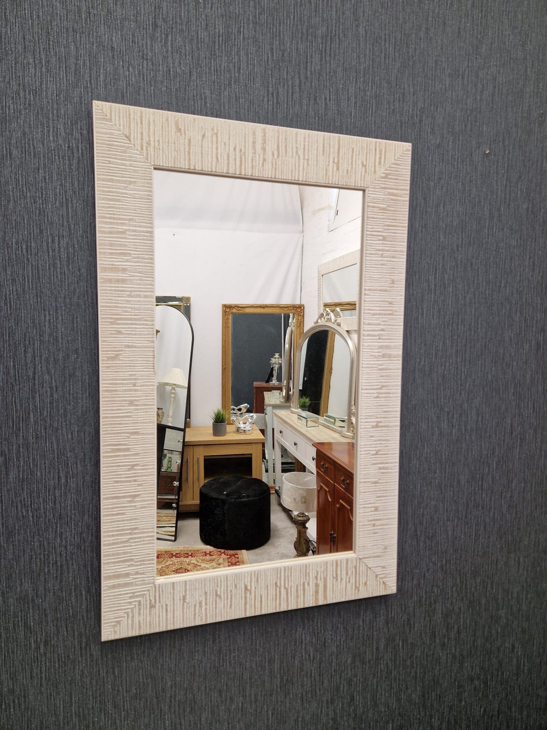 Blanca Wood Frame 2 Tone Sand Cream Colour Wall Mirror Bevelled Edge ...