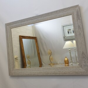 Marina Wood Frame Wall Mirror Whitewash Natural Finish Bevelled Glass ...