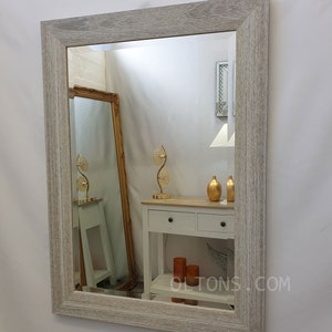 Marina Wood Frame Wall Mirror Whitewash Natural Finish Bevelled Glass ...