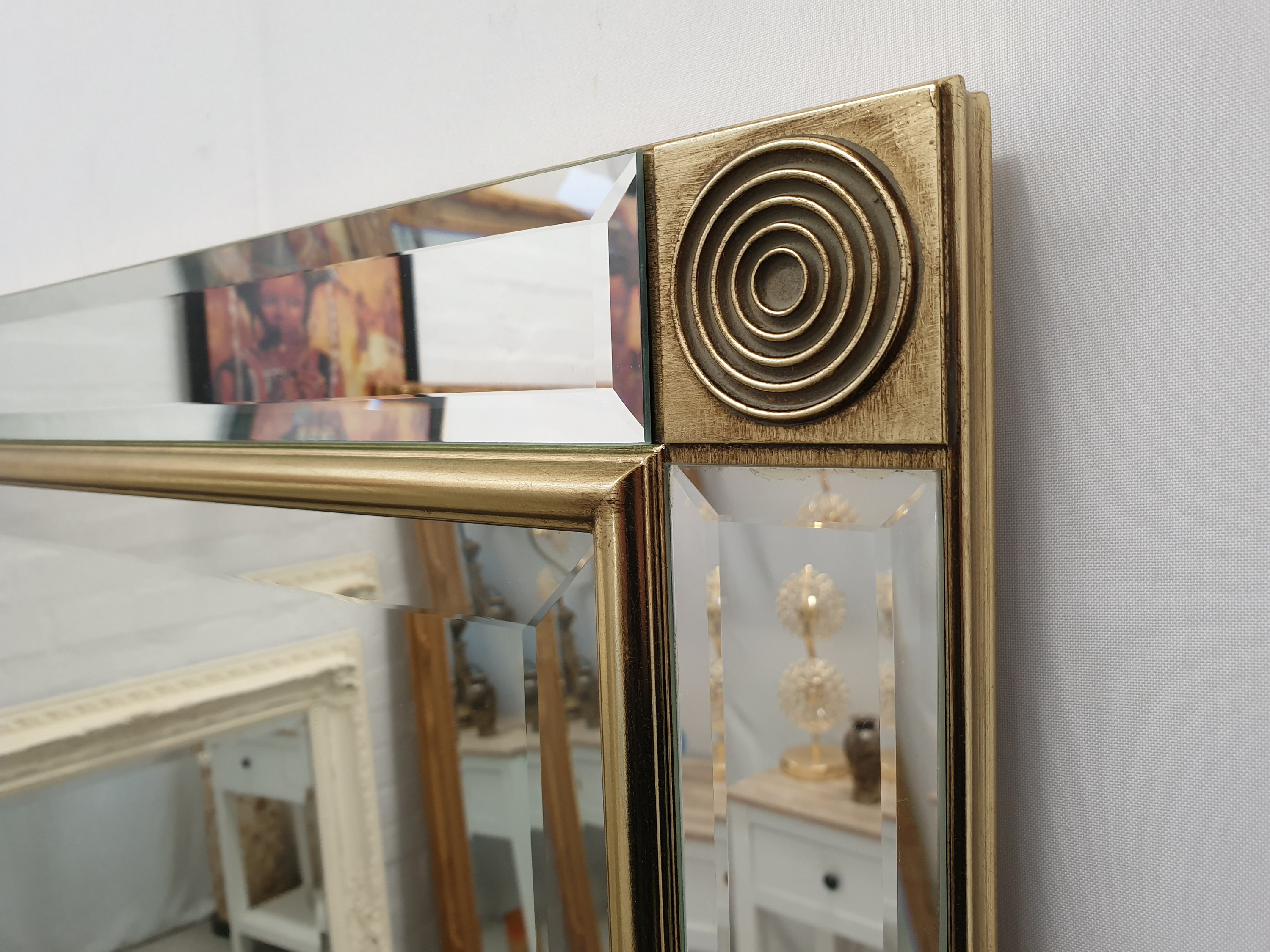 Modern Art Deco Wall Mirror Gold Frame Circle Vintage Traditional ...