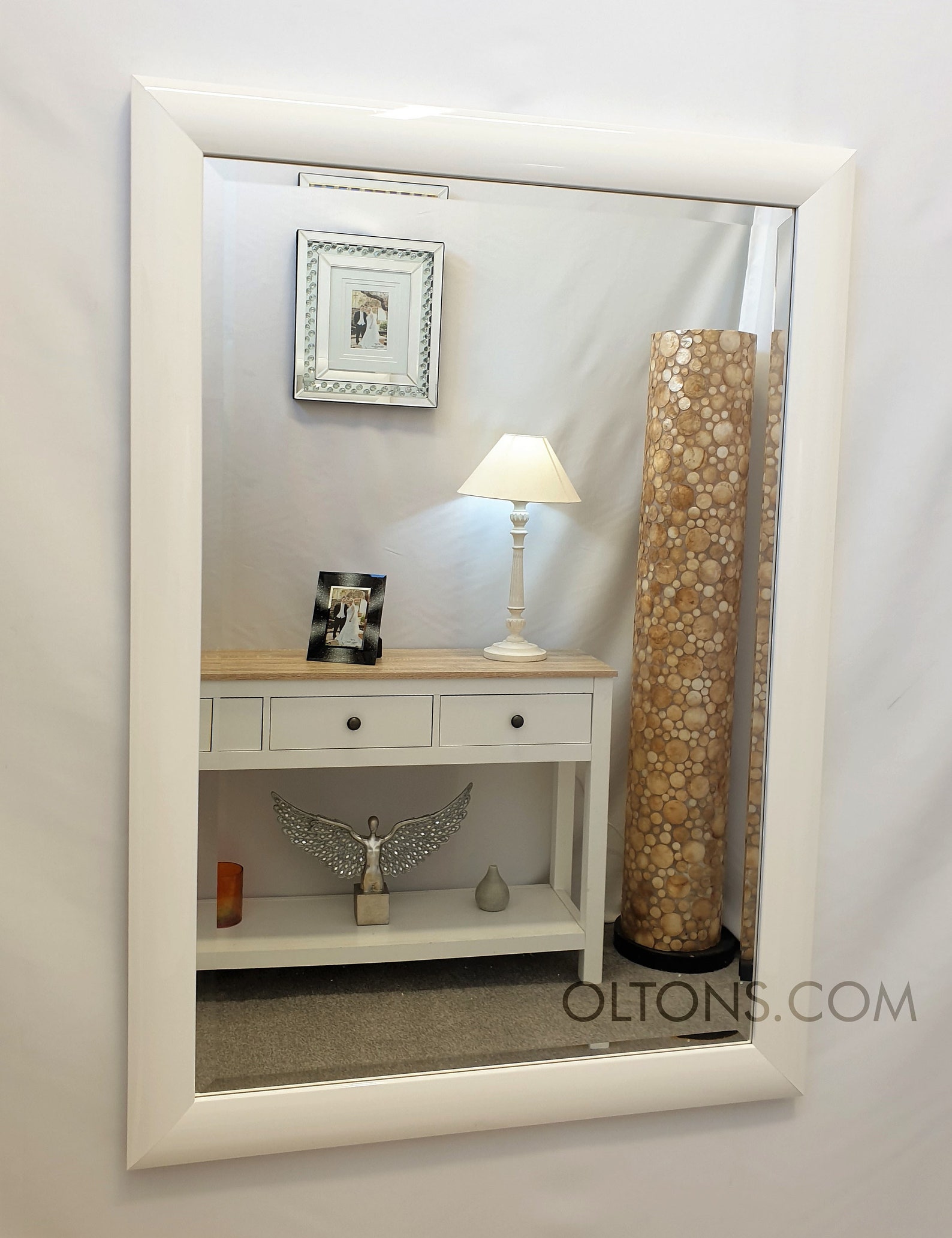 Plain White Gloss Shiny Finish Wood Frame Wall Mirror Bevelled - Etsy