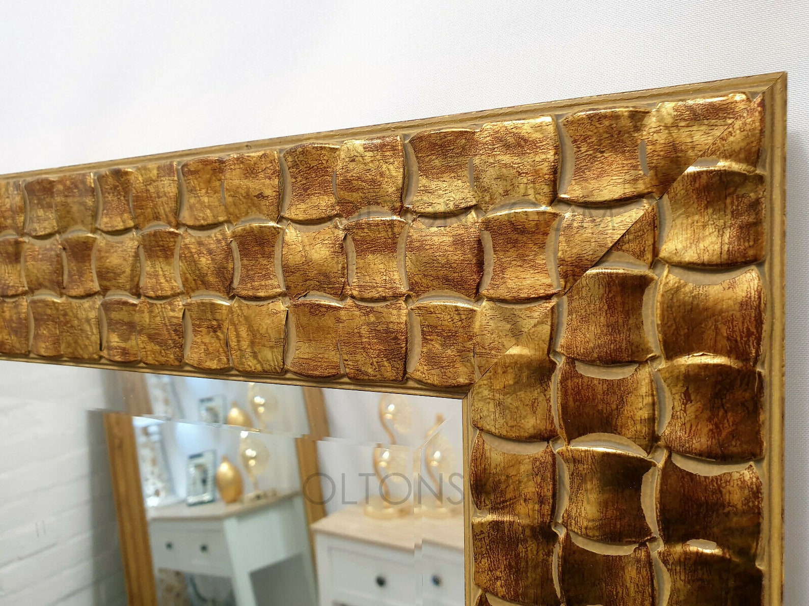 Full Length Wall Mirror Wood Square Mosaic Design Frame in | Etsy UK