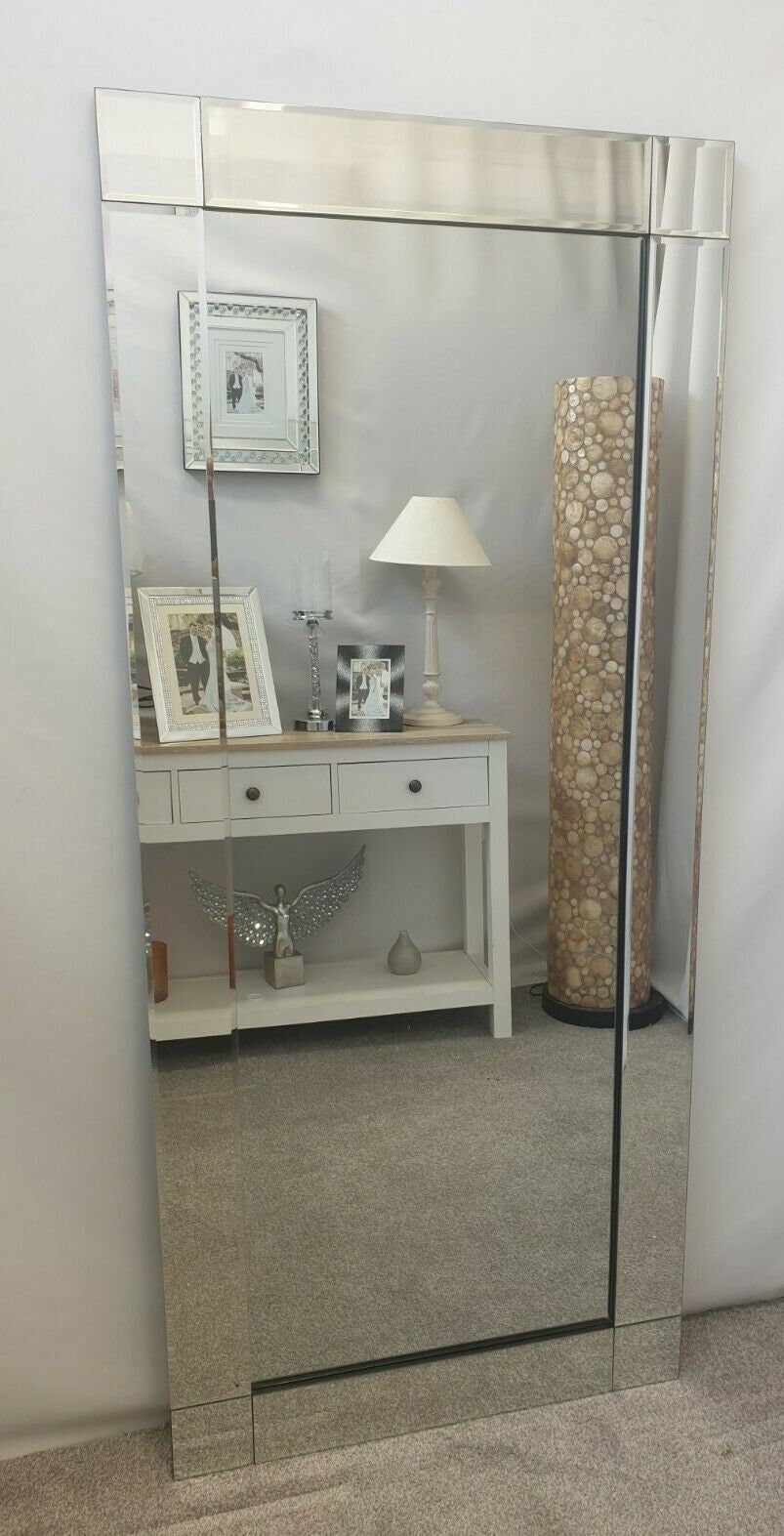 Lewis Modern Art Deco Full Length Glass Bevelled Wall Mirror 160x70cm ...