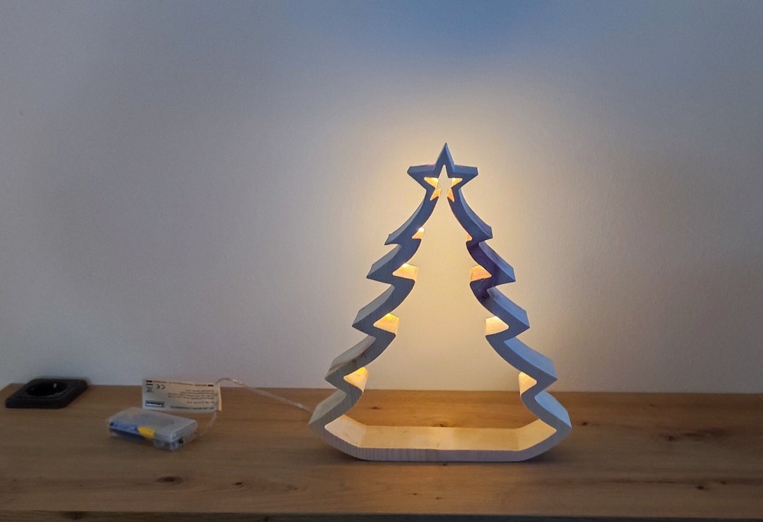 Christmas Tree Made of Solid Pine Wood. Optional Interior LED Lighting ...