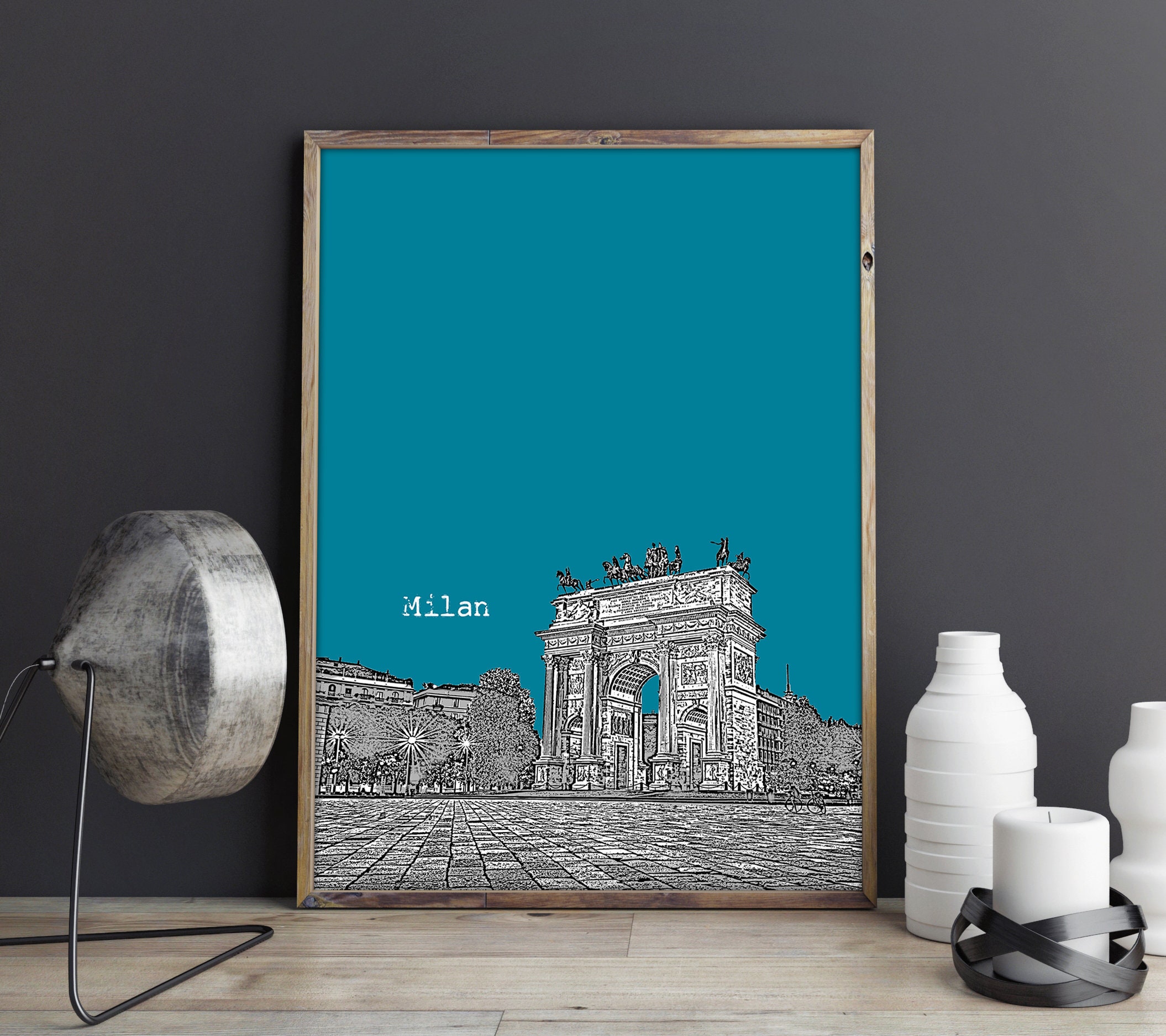 Milán Milano City Poster Skyline Wall Art / Decoración de la pared de ...