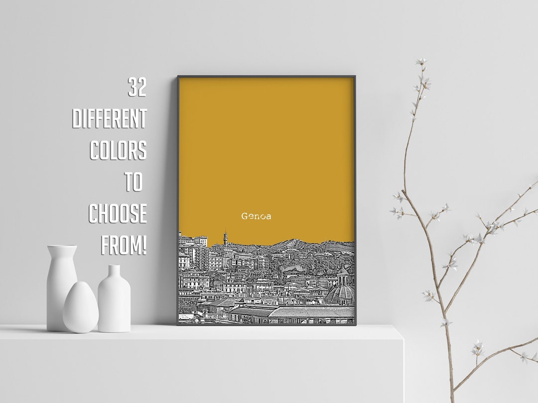 Genoa Skyline Poster: Modern Italian Cityscape Wall Art - Etsy
