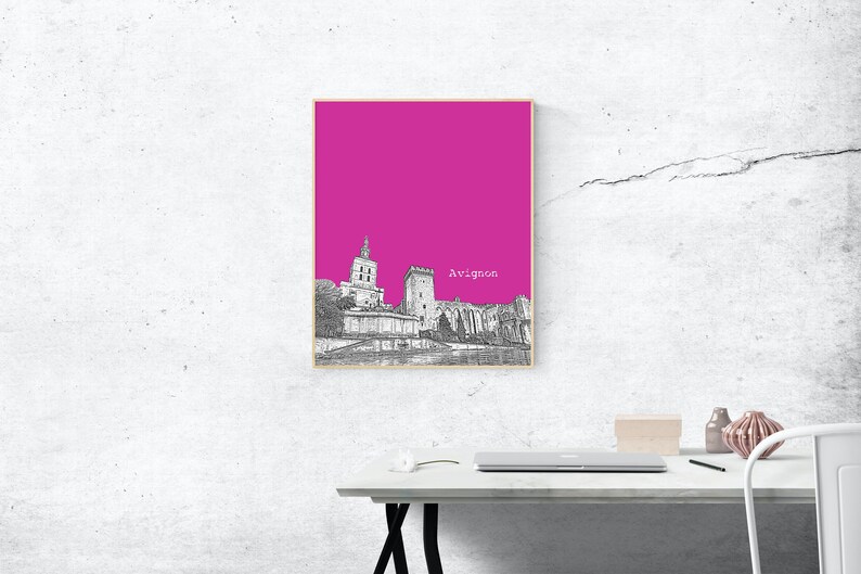 Avignon Print France Poster Avignon Skyline Travel Poster - Etsy