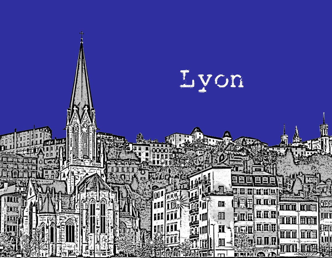 Lyon Skyline France Print Lyon Poster Living Room Wall - Etsy
