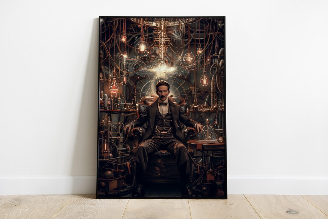 Nikola Tesla Art Print / Large Art Print / Abstract Portrait / Wall ...