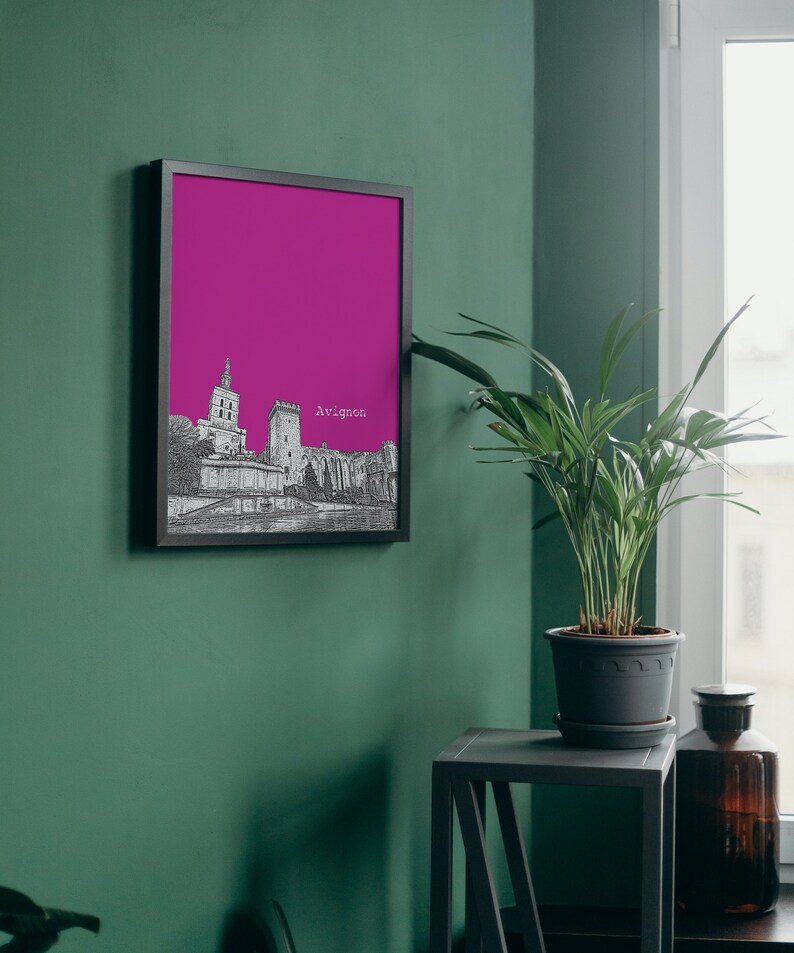 Avignon Print France Poster Avignon Skyline Travel Poster - Etsy