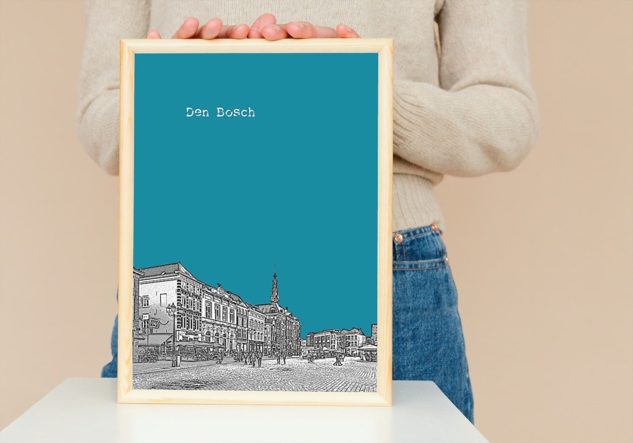 Den Bosch Print, Holland Poster, Den Bosch Skyline, Travel Poster, City ...