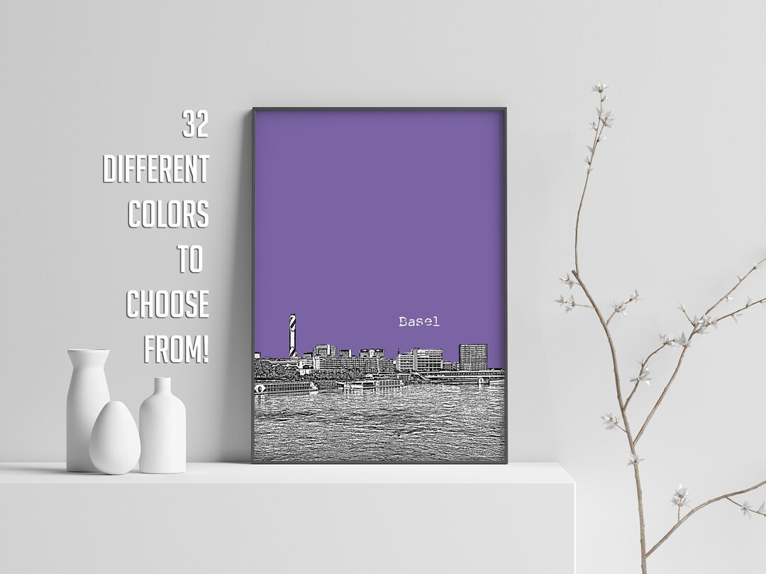 Basel City Poster Skyline Wall Art | Living Room Wall Decor | Modern ...