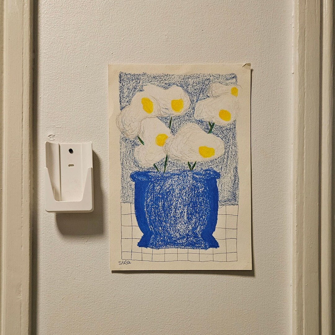 Original EGG FLOWERS Artwork: HANDMADE Oil Pastel Crayon, Modern ...