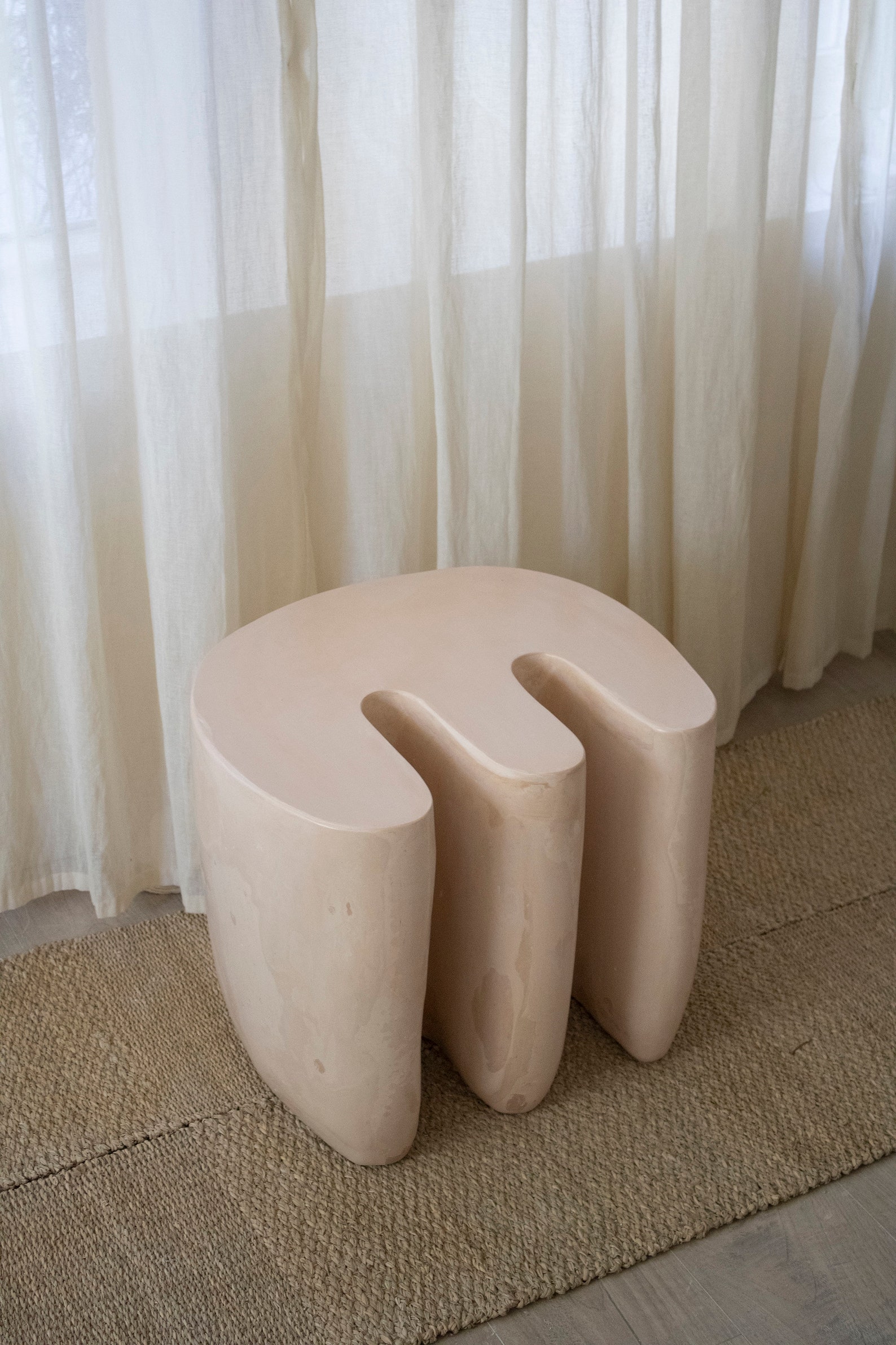 Handmade Sculptural Side Table: Organic Alabaster Plaster, Limited ...