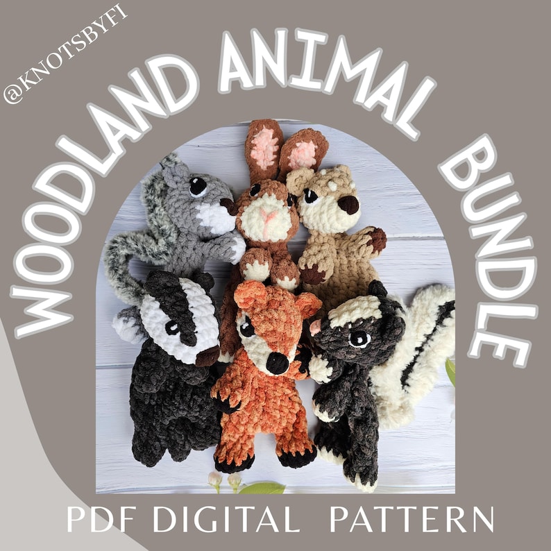 Little Woodland Animals Pattern Bundle, Snuggler, Amigurimi, Forest ...