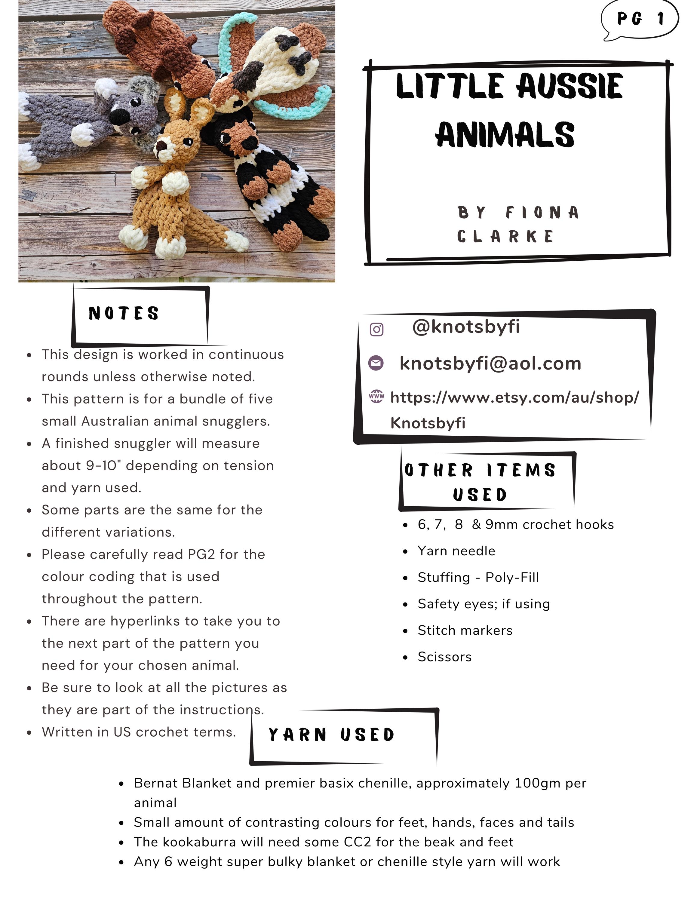 Little Australian Animals Pattern Bundle, Snuggler, Amigurimi, Aussie ...