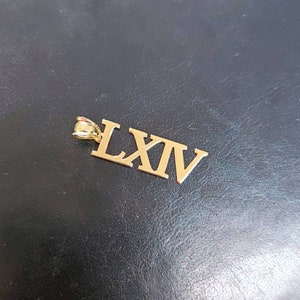 Personalized Roman Numerals Pendant, 14K Solid Gold, Custom Number ...