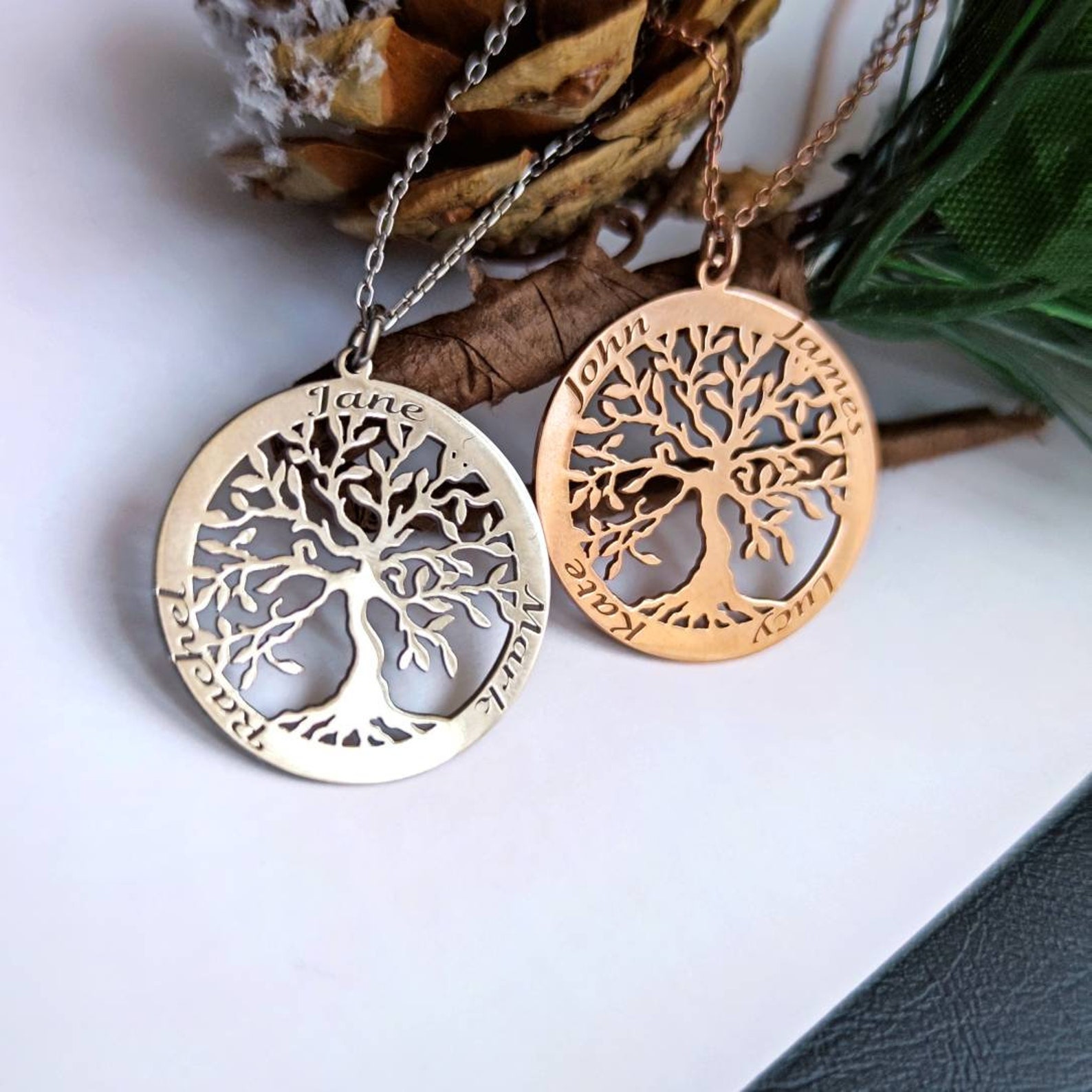 Custom Family Tree Necklace: Personalized Sterling Silver Name Jewelry ...