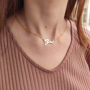 Gold Name Necklace With Paperclip Chain, Custom Name Jewelry, Everyday ...