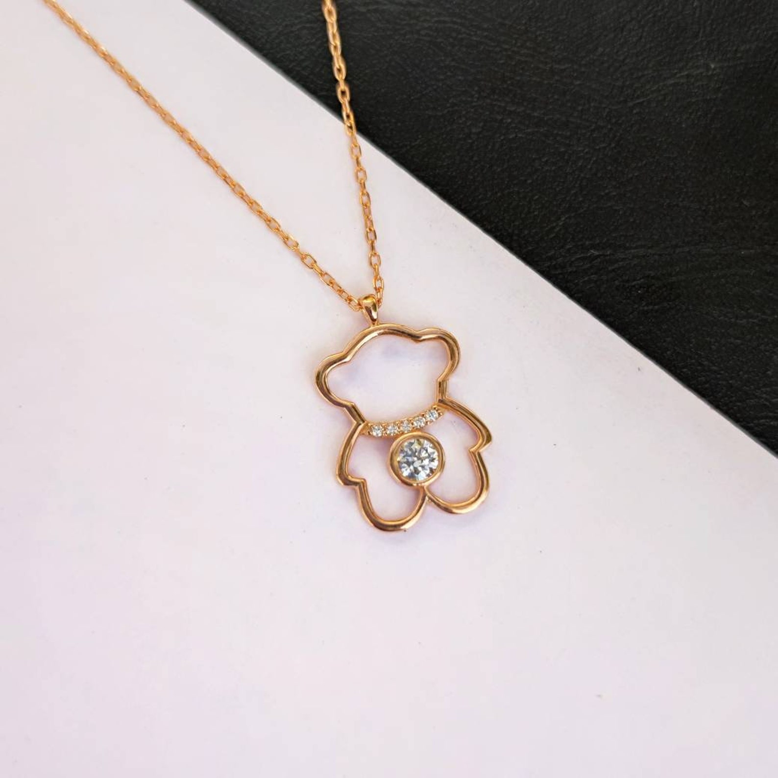 14K Gold Bear Necklace 14K Dainty Bear Pendant Mama Bear - Etsy