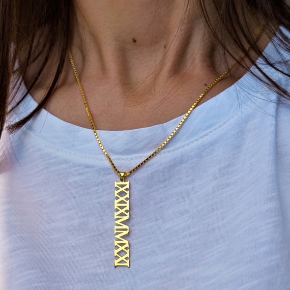 Personalised roman numeral necklace store