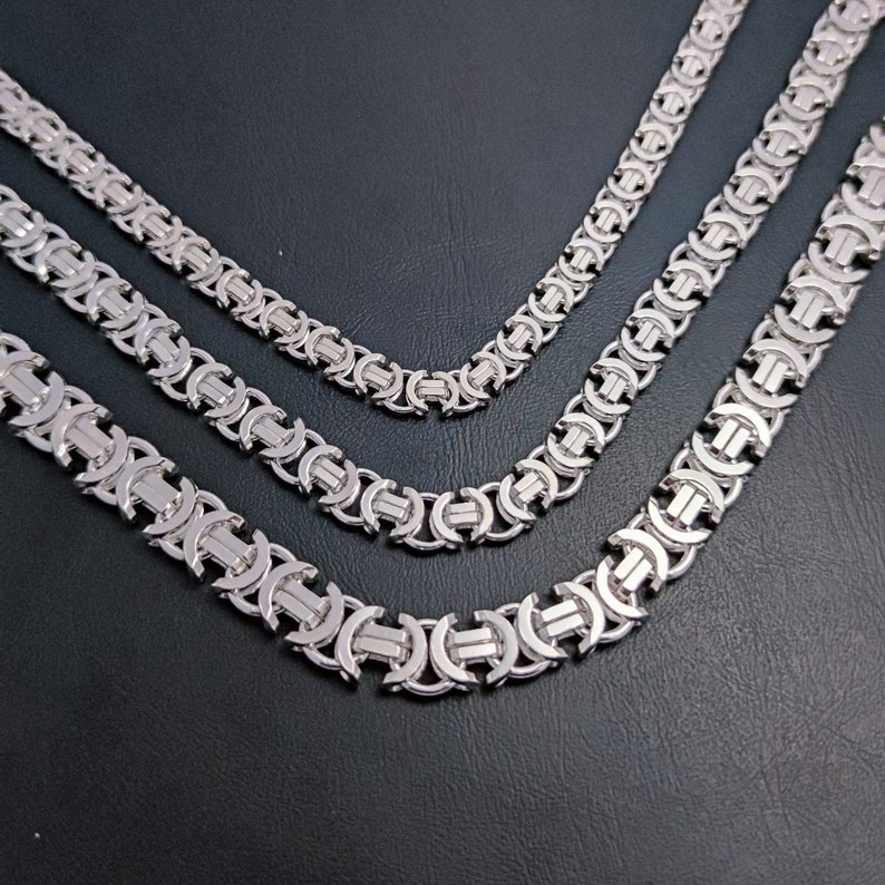 Handmade Sterling Silver Byzantine Chain Necklace - Euro King Style - Etsy