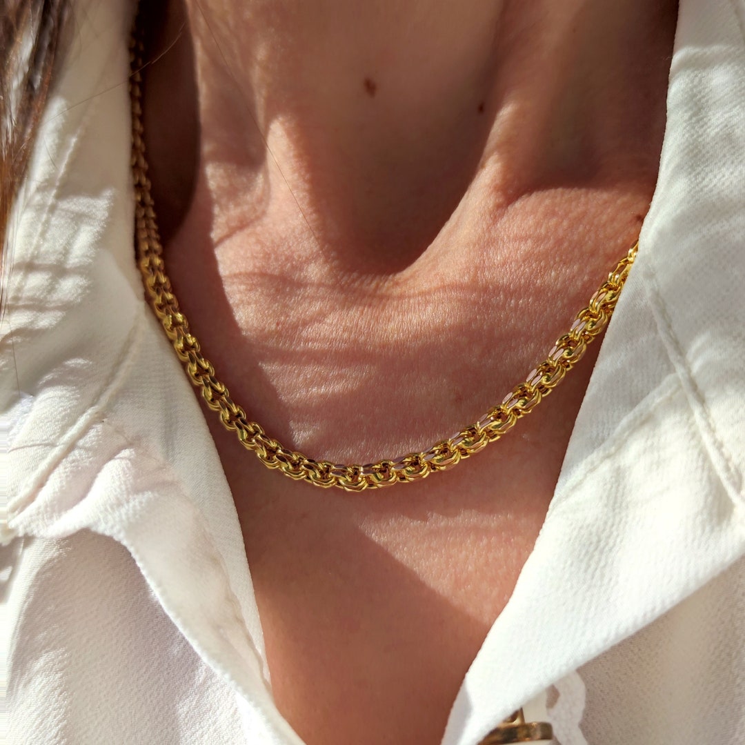 Handmade 14K Solid Gold Chain, Gold Rolo Chain Necklace, Link Cable ...