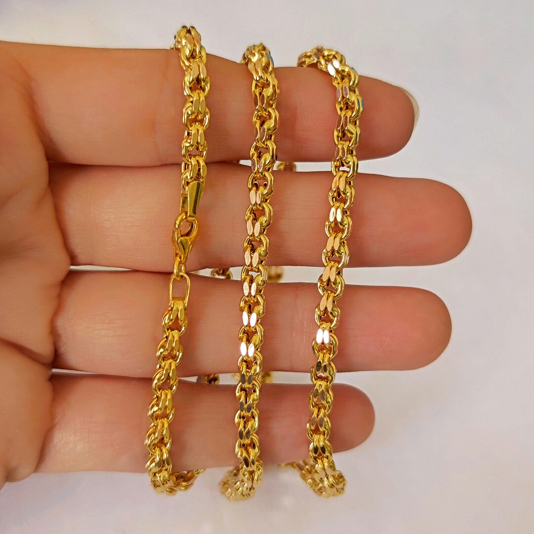 14K Gold Chain, Gold Rolo Chain Necklace, Link Cable Chain Necklace ...