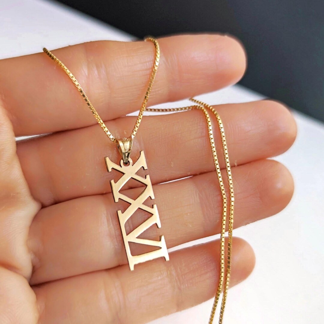 Personalized Roman Numerals Necklace, Roman Number Pendant, Birth Year ...