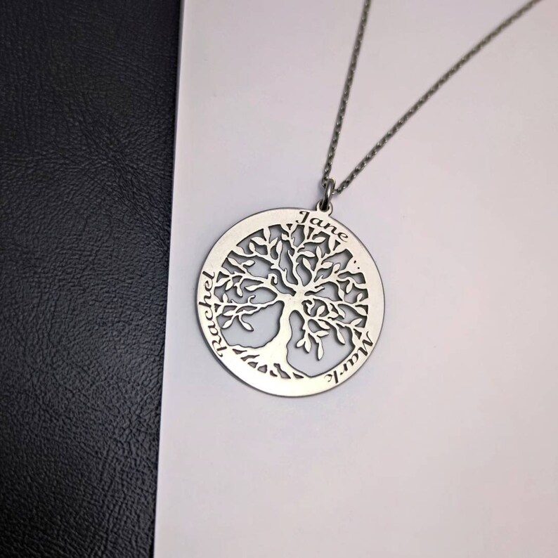 Custom Family Tree Necklace: Personalized Sterling Silver Name Jewelry ...