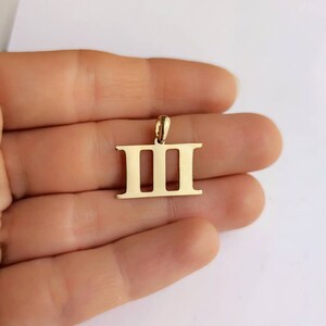Personalized Roman Numerals Pendant, 14K Solid Gold, Custom Number ...