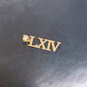 Personalized Roman Numerals Pendant, 14K Solid Gold, Custom Number ...