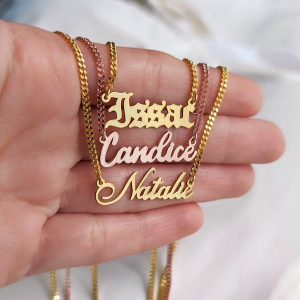 Solid Gold Chain Name Custom - Etsy