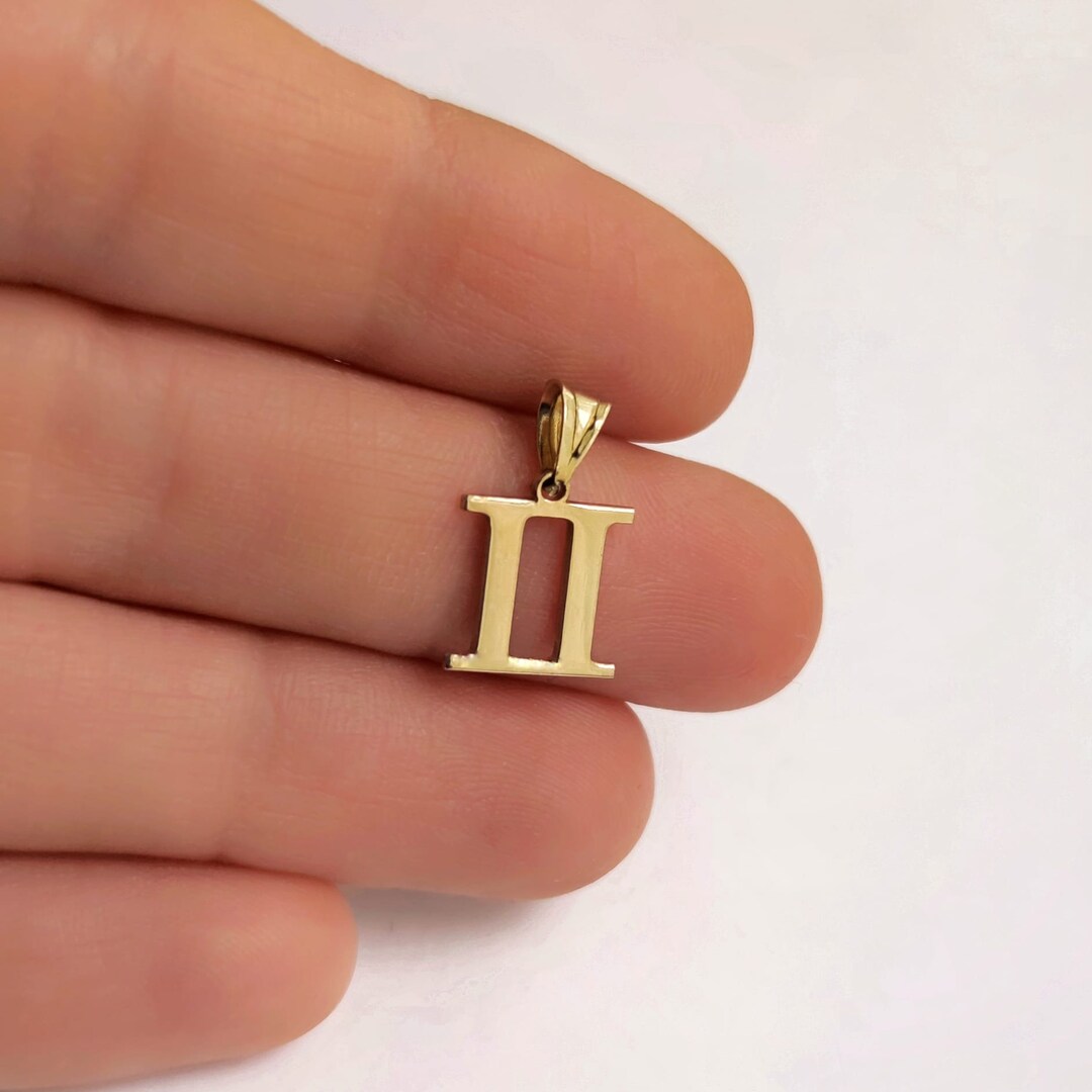 Personalized Roman Numerals Pendant, 14K Solid Gold, Custom Number ...