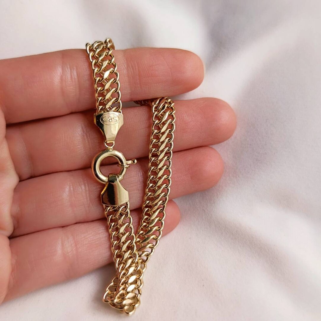 14K Gold Vienna Chain Bracelet Double Curb Chain Bracelet - Etsy