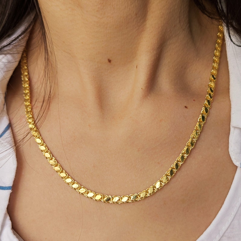 Flat Gold Necklace - Etsy