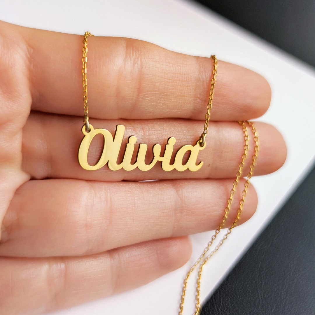 14K Gold Personalized Name Necklace: Custom Jewelry Gift - Etsy