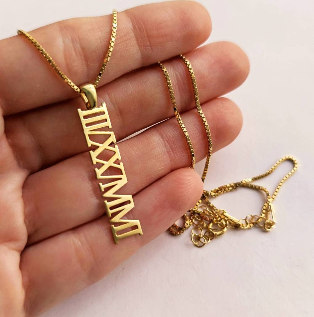Personalized Roman Numerals Necklace, Roman Numeral Pendant, Birth Year ...
