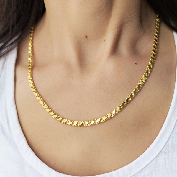 Flat Gold Necklace - Etsy