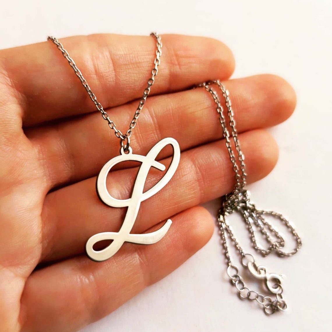 Large Initial Necklace Big Letter Necklace Alphabet - Etsy