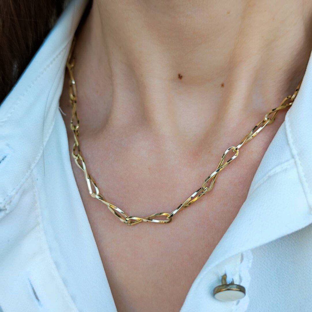 Paperclip Chain 14K Gold Necklace•layering Link Chain• Long Link ...