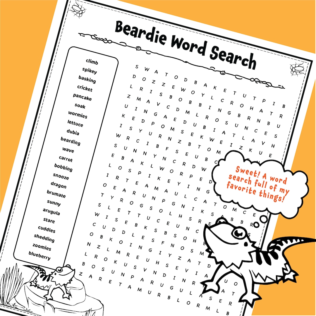 Bearded Dragon Word Search digital Download - Etsy